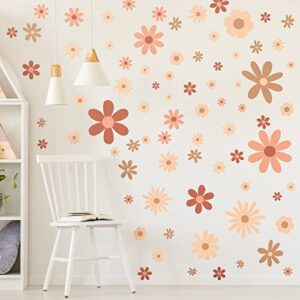 kisston 90 pieces daisy wall decal alphabet vinyl wall decals boho wall decal daisy stickers boho girls groovy floral stickers for kids nursery wall art bedroom classroom (classic,daisy)