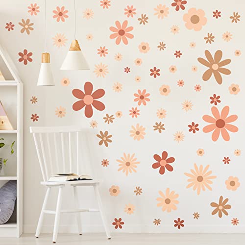 Kisston 90 Pieces Daisy Wall Decal Alphabet Vinyl Wall Decals Boho Wall Decal Daisy Stickers Boho Girls Groovy Floral Stickers for Kids Nursery Wall Art Bedroom Classroom (Classic,Daisy)