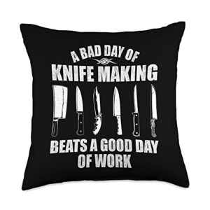 knife making bladesmith knives forging knife making bladesmith knives knifemaker forging throw pillow, 18x18, multicolor