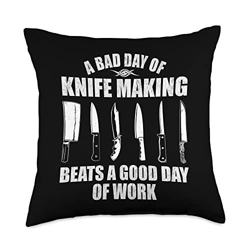 Knife Making Bladesmith Knives Forging Knife Making Bladesmith Knives Knifemaker Forging Throw Pillow, 18x18, Multicolor