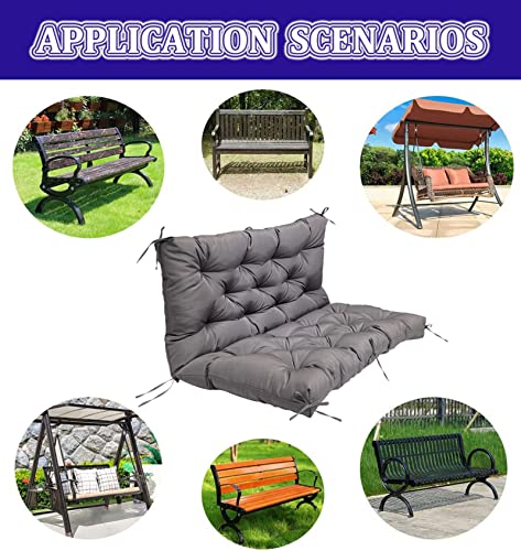 Swing Cushions 2-3 Seater Replacement Waterproof Porch Swing Cushions with Backrest and Straps Thicken 4" Swing Cushion Replacement for Outdoor Swing Cushions Patio Garden Furniture Terrace (60*40in)