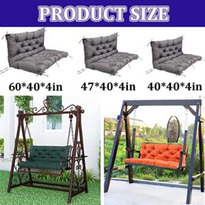 Swing Cushions 2-3 Seater Replacement Waterproof Porch Swing Cushions with Backrest and Straps Thicken 4" Swing Cushion Replacement for Outdoor Swing Cushions Patio Garden Furniture Terrace (60*40in)