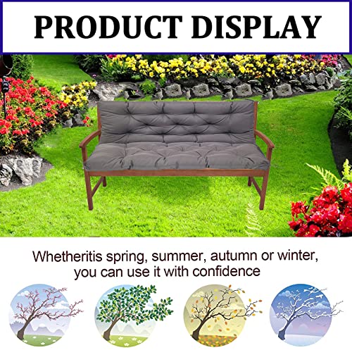 Swing Cushions 2-3 Seater Replacement Waterproof Porch Swing Cushions with Backrest and Straps Thicken 4" Swing Cushion Replacement for Outdoor Swing Cushions Patio Garden Furniture Terrace (60*40in)