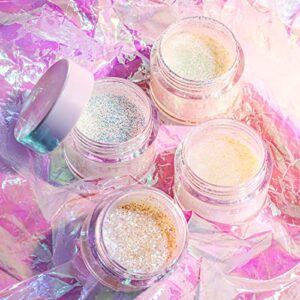 GL-Turelifes Biodegradable Face Glitter Gel, Holographic Body Glitter Gel Mermaid Liquid Eyeshadow Fine Glitter for Body, Face, Hair, Festival Glitter Long Lasting Sparkling 1.4 oz (#01)