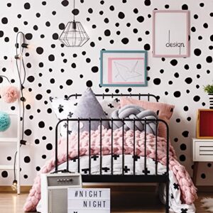 Colarr 1600 Pcs Black Polka Dot Wall Decals Boho Irregular Wall Stickers Vinyl Circle Wallpaper Stick and Peel for DIY Baby Kids Nursery Bedroom Living Room Bathroom Classroom Playroom, Black