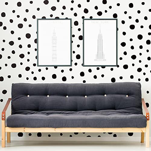 Colarr 1600 Pcs Black Polka Dot Wall Decals Boho Irregular Wall Stickers Vinyl Circle Wallpaper Stick and Peel for DIY Baby Kids Nursery Bedroom Living Room Bathroom Classroom Playroom, Black