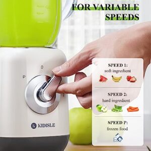 KIDISLE Retro Blenders for Kitchen, 34oz Glass Jar, 700W Smoothie Blender for Shakes and Smoothies, 3 Adjustable Speed for Milkshake, Ice Crush, Puree and Frozen Fruit, White