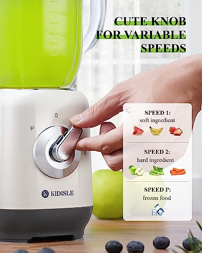 KIDISLE Retro Blenders for Kitchen, 34oz Glass Jar, 700W Smoothie Blender for Shakes and Smoothies, 3 Adjustable Speed for Milkshake, Ice Crush, Puree and Frozen Fruit, White