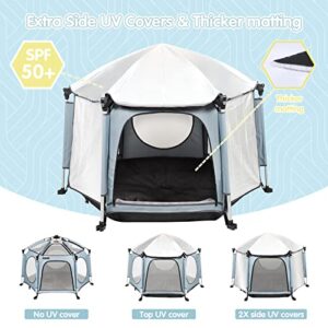 Baby Playpen for Babies and Toddlers, BIUSIKAN Premium Portable Baby Play Yard, Lightweight Pop Up Pack and Play Baby Beach Tent with Canopy and Travel Bag, Toddler Playpen for Indoor/Outdoor use