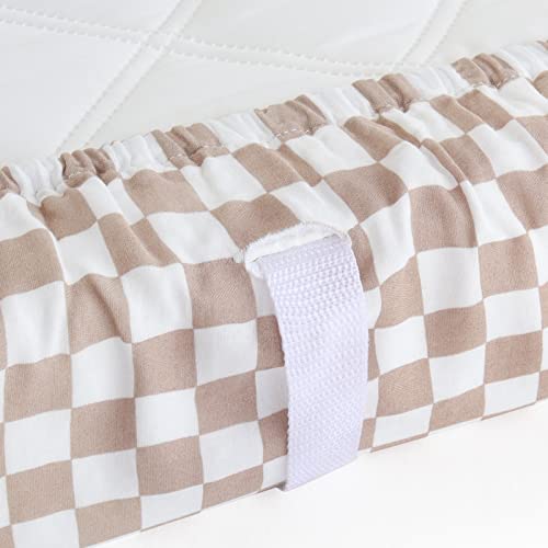 LifeTree Muslin Changing Pad Cover for Baby Girls Boys, Bamboo Cotton Comfort Neutral Diaper Change Table Pad Covers, Soft Boho Changing Pad Sheets, Checkered, 16"x32"