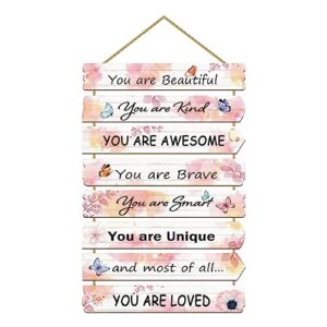 paquesta girls room decor butterfly wall decor for girls bedroom inspirational wall art for kids pink wall decorations little girl toddler room wood sign nursery room decor (butterfly)