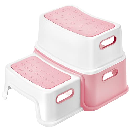 Step Stools for Kids, Toddler Step Stool for Bathroom Sink, Toilet Potty Training and Daily Stool Pink