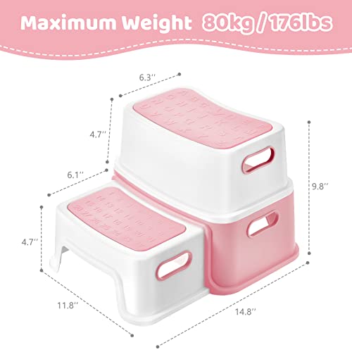 Step Stools for Kids, Toddler Step Stool for Bathroom Sink, Toilet Potty Training and Daily Stool Pink