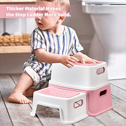 Step Stools for Kids, Toddler Step Stool for Bathroom Sink, Toilet Potty Training and Daily Stool Pink