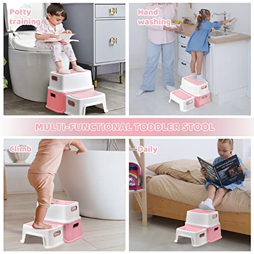 Step Stools for Kids, Toddler Step Stool for Bathroom Sink, Toilet Potty Training and Daily Stool Pink