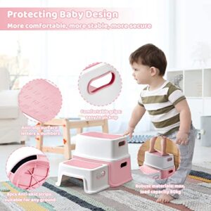 Step Stools for Kids, Toddler Step Stool for Bathroom Sink, Toilet Potty Training and Daily Stool Pink