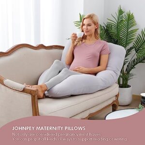 JOHNPEY Muslin Pregnancy Pillows for Sleeping, 100% Muslin Cotton Pregnancy Pillow for Pregnant Women to Sleep, Soft Full Body Maternity Pillows (Gray,55in)