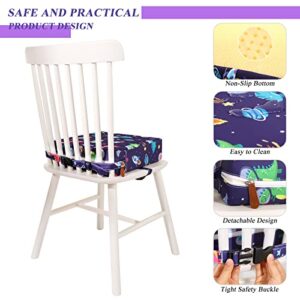 Toddler Booster Seat for Dining Table 45D Cartoon Stronger Support Booster Seat for Dining Table Washable 2 Safer Straps Non-Slip Bottom Portable Booster Chair for Toddlers Kid Baby Eating Travel Home