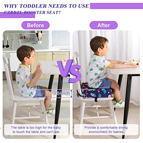 Toddler Booster Seat for Dining Table 45D Cartoon Stronger Support Booster Seat for Dining Table Washable 2 Safer Straps Non-Slip Bottom Portable Booster Chair for Toddlers Kid Baby Eating Travel Home