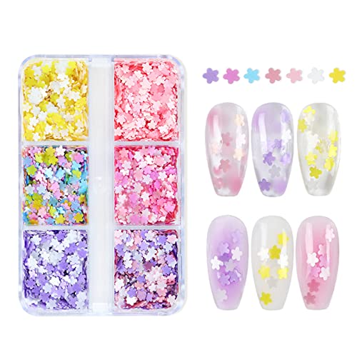 KACHIMOO Nail Art Glitter Sequins,Flower Shape Nail Flakes Confetti Sticker Nail Art Supplies for Face Hand Body Eyes Make-up Decorations (Set 2)