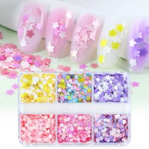 KACHIMOO Nail Art Glitter Sequins,Flower Shape Nail Flakes Confetti Sticker Nail Art Supplies for Face Hand Body Eyes Make-up Decorations (Set 2)