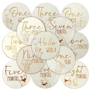 winnie baby monthly milestone marker discs baby announcement sign newborn sign for photo prop baby shower nursery gift（16pcs）