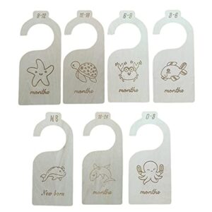 gazechimp 7pcs infant wardrobe divider label, baby furniture wooden baby closet dividers, durable baby closet dividers hangers for newborn toddler