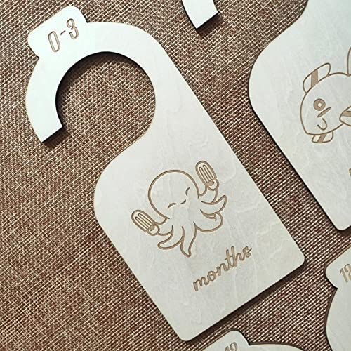 Gazechimp 7Pcs Infant Wardrobe Divider Label, Baby Furniture Wooden Baby Closet Dividers, Durable Baby Closet Dividers Hangers for Newborn Toddler