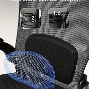 HUANUO Ergonomic Mesh Office Chair, High Back Desk Chair with Adjustable Lumbar Support & Headrest, Flip-Up Armrests, and Adjustable Height, Home Computer Chair with Tilt Lock Function