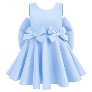 baby girl wedding outfit - toddler girls party princess puffy tutu dress bowknot special princess pageant christening baptism birthday gowns flower girl dress light blue - v back 12-18 months