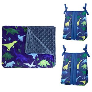 tanofar baby blankets & diaper organizer stackers, 30 x 40 inch minky blanket, 2pcs baby nursery diaper stacker, dinosaur