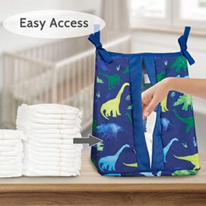 TANOFAR Baby Blankets & Diaper Organizer Stackers, 30 x 40 Inch Minky Blanket, 2pcs Baby Nursery Diaper Stacker, Dinosaur