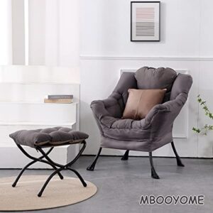 MBOOYOME Lazy Lazy Chair with Ottoman, Modern Soft Reading Chair Accent Contemporary Lounge Leisure Sofa Chair with Armrests and a Side Pocket for Living Room, Bedroom, Dorm & Office, Dark Grey