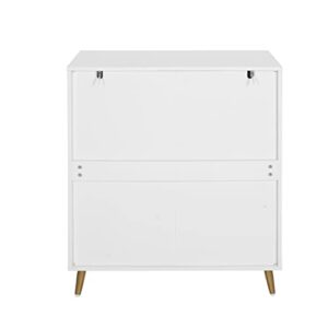 Pvillez 4 Drawer Dresser, Wood Drawer Chest, Tall Storage Dresser Cabinet Organizer Unit with Metal Legs, White Dresser for Bedroom, Living Room, Baby, Kids, Nursery, Closet Dresser, Night Stand