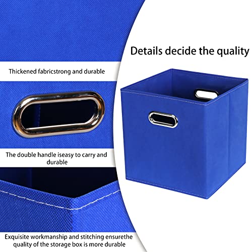 STOREONE Fabric Storage Bins Cubes Baskets Containers-(11X11X11") with Dual Handles for Shelf Closet, Nursery Home ， Bedroom Organizers, Foldable Set of 3 (Dark Blue)