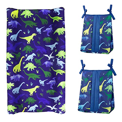 Diaper Organizer Stackers & Changing Pad Cover, 2pcs Baby Nursery Diaper Stacker, Dinosaur