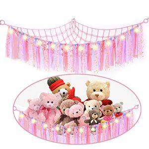 stuffed animal storage hammock, plush toy hammock with led lights,perfect organizer gift for kids children