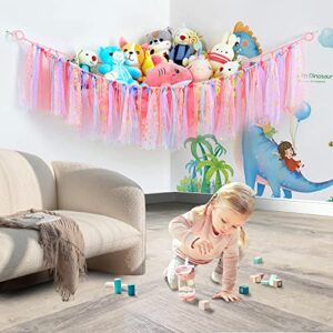 Stuffed Animal Storage Hammock, Plush Toy Hammock with LED Lights,Perfect Organizer Gift for Kids Children