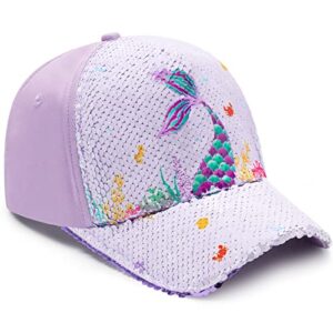 baby girls baseball cap toddlers baseball hat baby girls snapback cap adjustable trucker cap for kids ages 4-8 years girls cute visor hat with mermaid