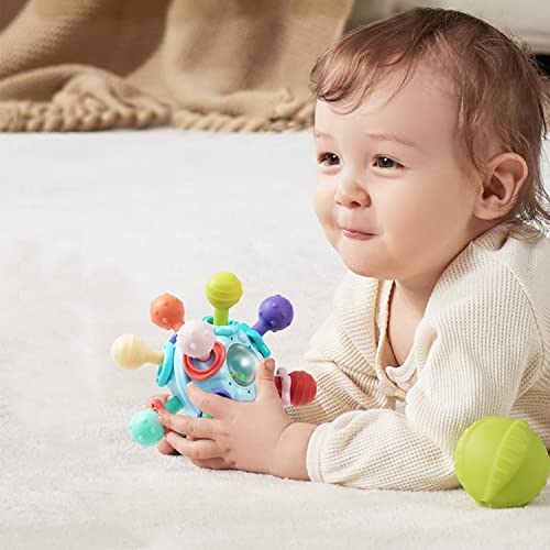 Baby Sensory Montessori Toy - Infant Teething Relief - Teethers for Newborn - Developmental Rattles Chew Toys Gifts for 0 3 6 9 12 18 Months Girl Boy -Toddler Travel Toy for 1 2 One Year Old