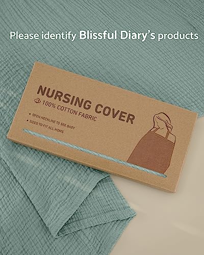 Muslin Nursing Cover for Breastfeeding, Breathable Privacy Nursing Covers with Arch Neckline for Mom, Soft Cotton Multi-use Nursing Apron (Roman Green)