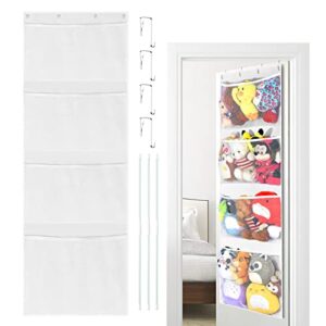 stuffed animal storage over the door organizer stuffed animal net or hammock hanging organizer for bedroom bathroom nursery kids room toy net hammock for stuffed animals holder with 4 large pockets