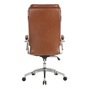 Realspace® Modern Comfort Verismo Bonded Leather High-Back Executive Chair, Brown/Chrome, BIFMA Certified