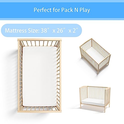 Aurogsky Waterproof Pack and Play Mattress, Travel Pack n Play Mattresses, Memory Foam Playpen Mattress with Removable Zippered Cover, Odorless Playard Mattress, 38"(L) x26-(W) x2(H)