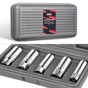 DNA MOTORING 5-Pcs 3/8-inch Drive Spark Plug Socket Set - 5/8" 3/4", 13/16", 14mm, 18mm, SAE & Metric, Cr-V,TOOLS-00152