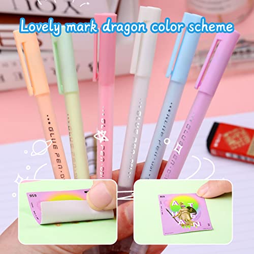 YEJAHY 6pcs Quick Dry Glue Pen, Adhesive Glue Pens Crafting Fabric Pen Liquid Glue Pen for Papercrafts, Handmade Stationery, DIY Foil-Stamping