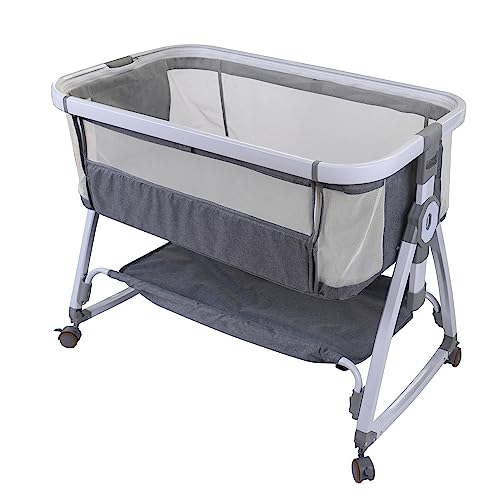 layjense Baby Bassinet Bedside Sleeper for Baby，Easy to Assemble Bassinets for Baby/Infants，Crib Easy Folding Portable Crib All mesh 2023 New