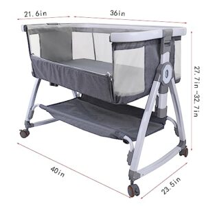 layjense Baby Bassinet Bedside Sleeper for Baby，Easy to Assemble Bassinets for Baby/Infants，Crib Easy Folding Portable Crib All mesh 2023 New