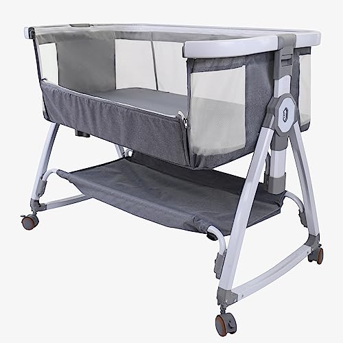 layjense Baby Bassinet Bedside Sleeper for Baby，Easy to Assemble Bassinets for Baby/Infants，Crib Easy Folding Portable Crib All mesh 2023 New