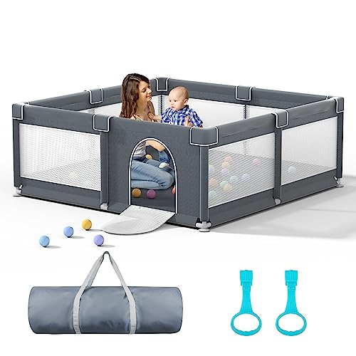 Baby Playpen 51" X 51", Baby Playpen for Toddler with Gate, Small Baby Play Pen, Safety Sturdy Baby Fence Play Area, Baby Play Yard with Anti-Slip Suckers